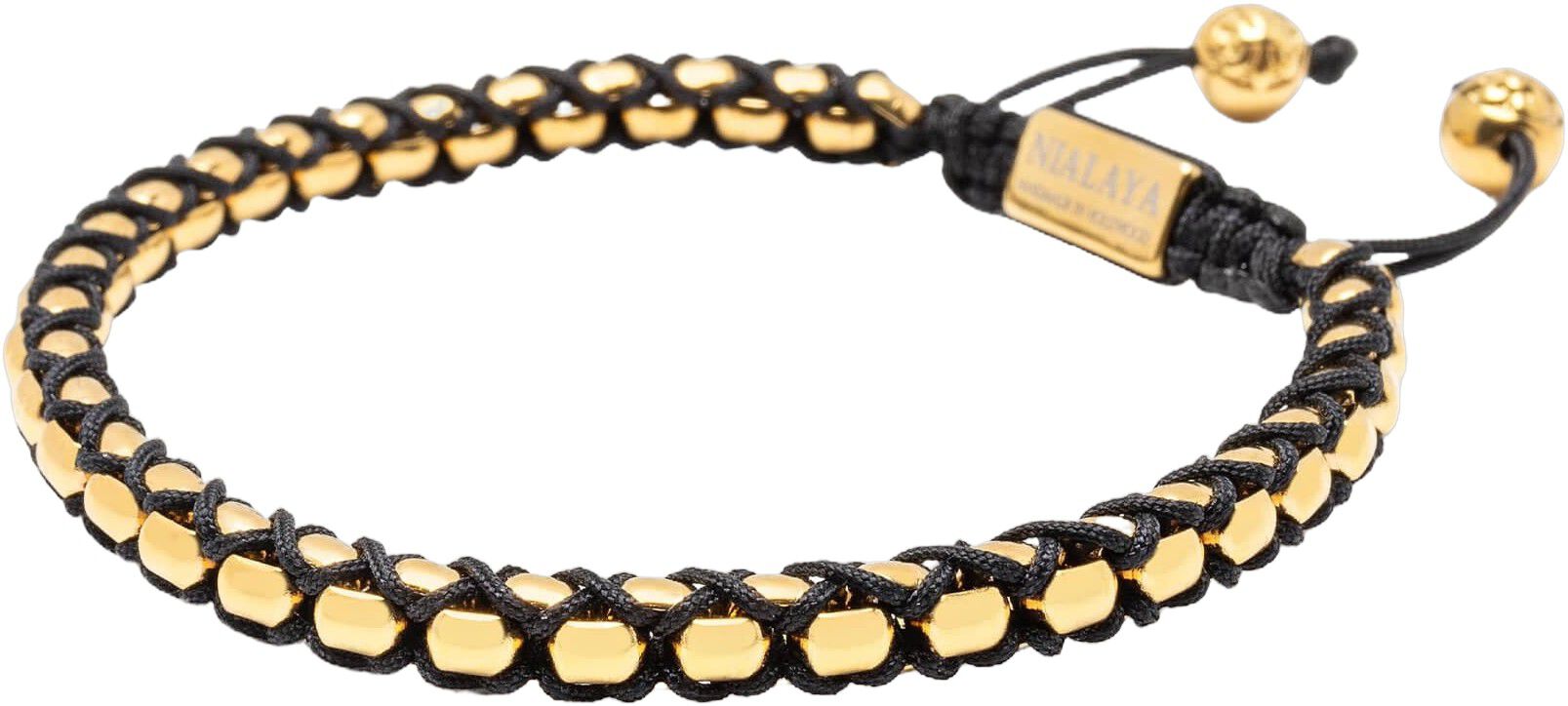 Nialaya Black String Box Chain Bracelet in Gold - Black | Magasin.no